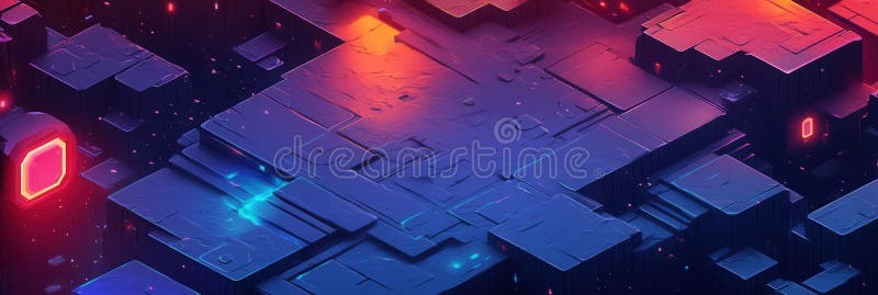 Isometric Gaming-inspired Background Featuring Stylized Terrain and ...
