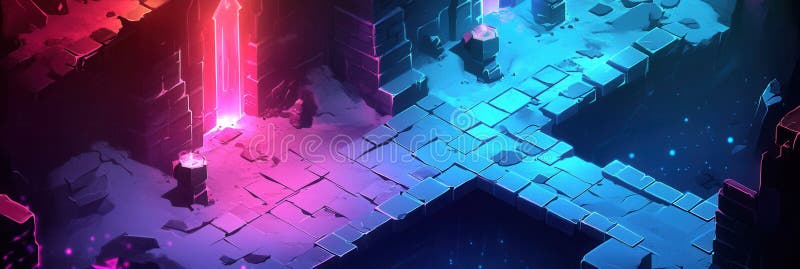 Isometric Gaming-inspired Fantasy Background Featuring Dynamic Terrain ...