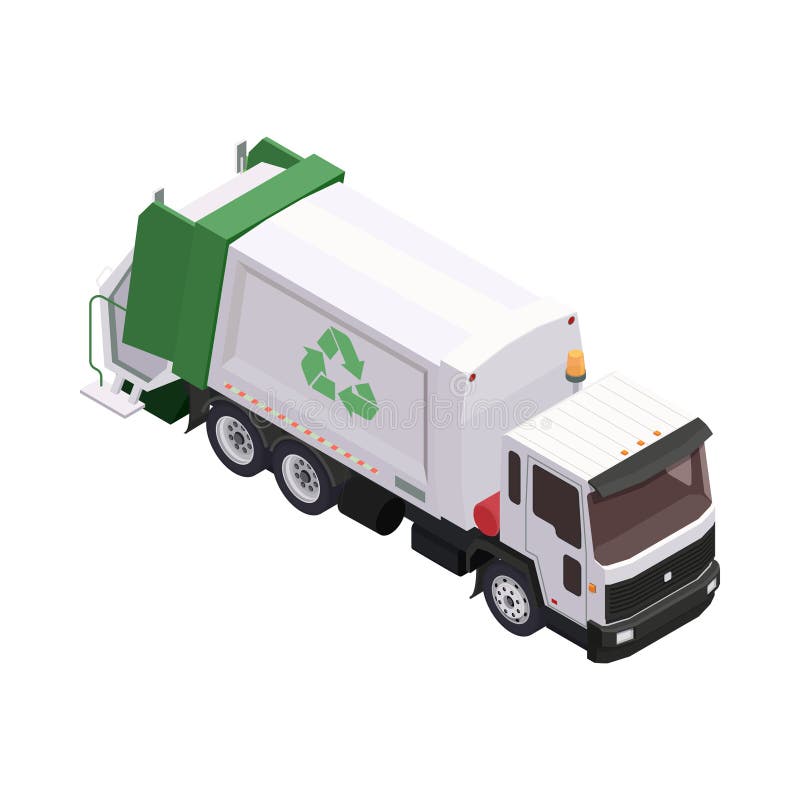 Isometric Garbage Truck stock illustration. Illustration of emblem ...