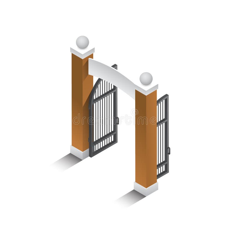 Isometric Gate. Vector Illustration Decorative Design Stock Vector ...