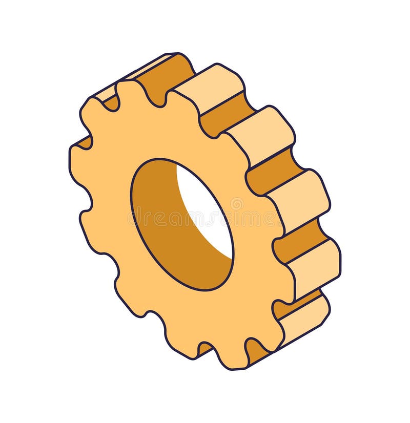 Isometric Gear Symbol. Gear Symbol Vector 3d Sign Isolated on White ...