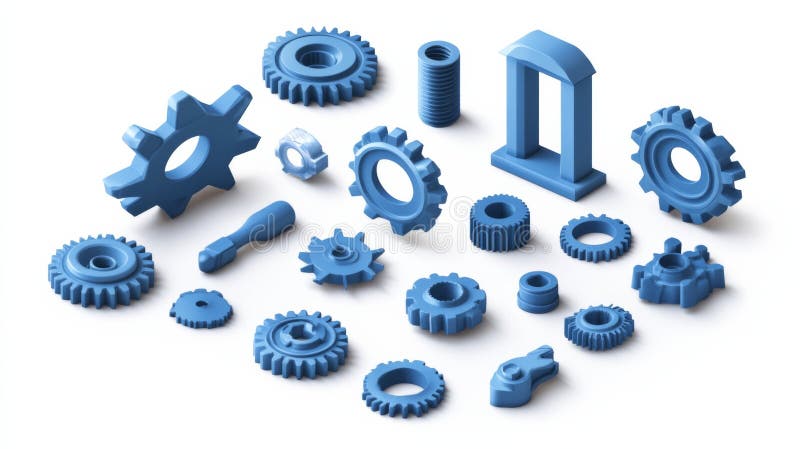 Isometric Gears and Tools, Representing Settings or Engineering, 3D ...