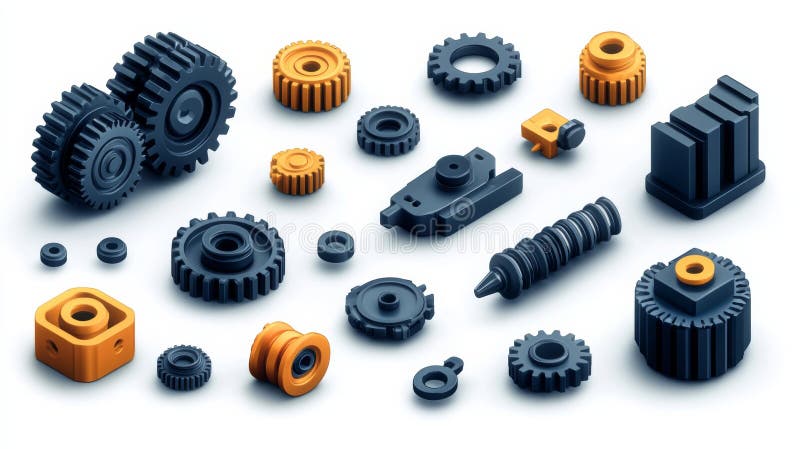 Isometric Gears and Tools, Representing Settings or Engineering, 3D ...