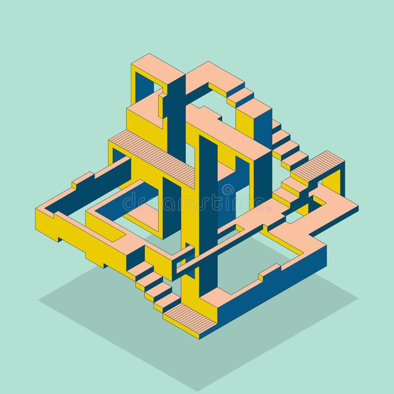 Isometric Geometric Abstract Shape Modern Art Style Design Template ...