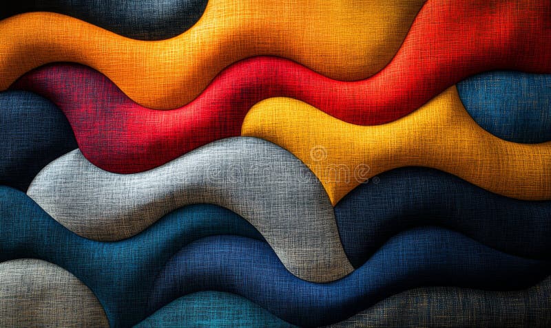 Isometric Geometric Fabric Pattern with Bold, Overlapping Shapes in ...