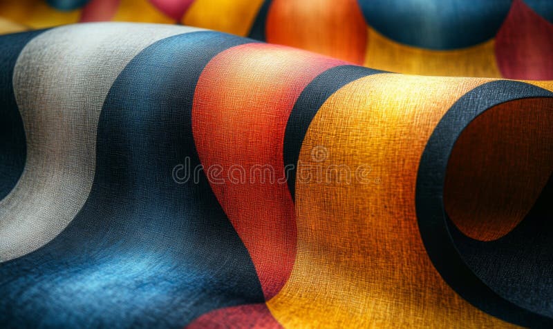 Isometric Geometric Fabric Pattern with Bold, Overlapping Shapes in ...