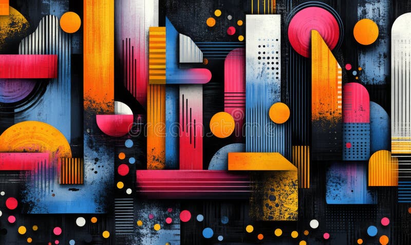 Isometric Geometric Fabric Pattern with Bold, Overlapping Shapes in ...