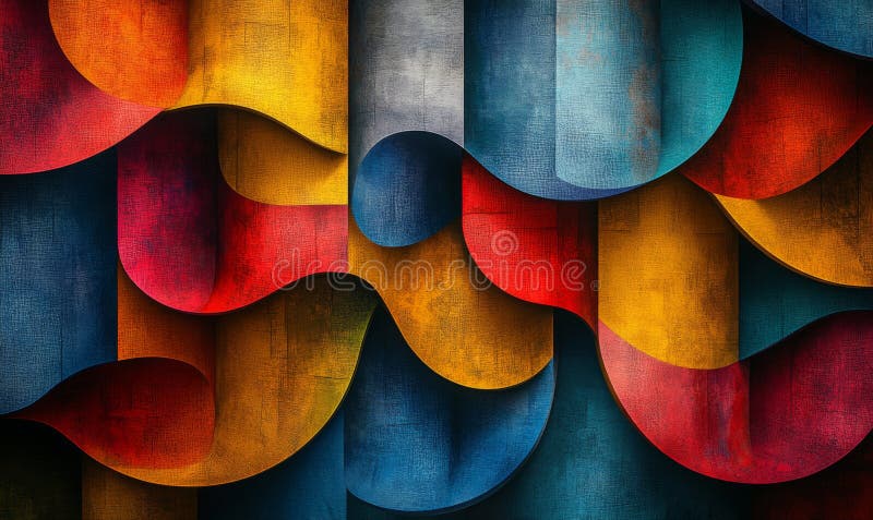 Isometric Geometric Fabric Pattern with Bold, Overlapping Shapes in ...