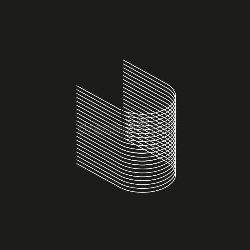 Isometric Geometric Font. Line Blend Style Letter U. Typography Design ...