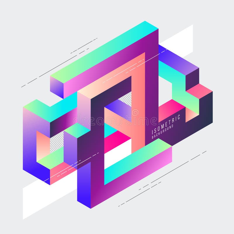 Isometric Geometric Shape Abstract Background Modern Art Style Stock ...