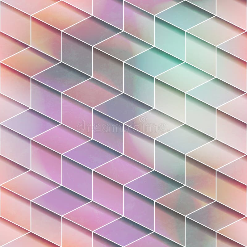 Isometric Geometric Seamless Pattern with Pastel Color Stock Vector ...