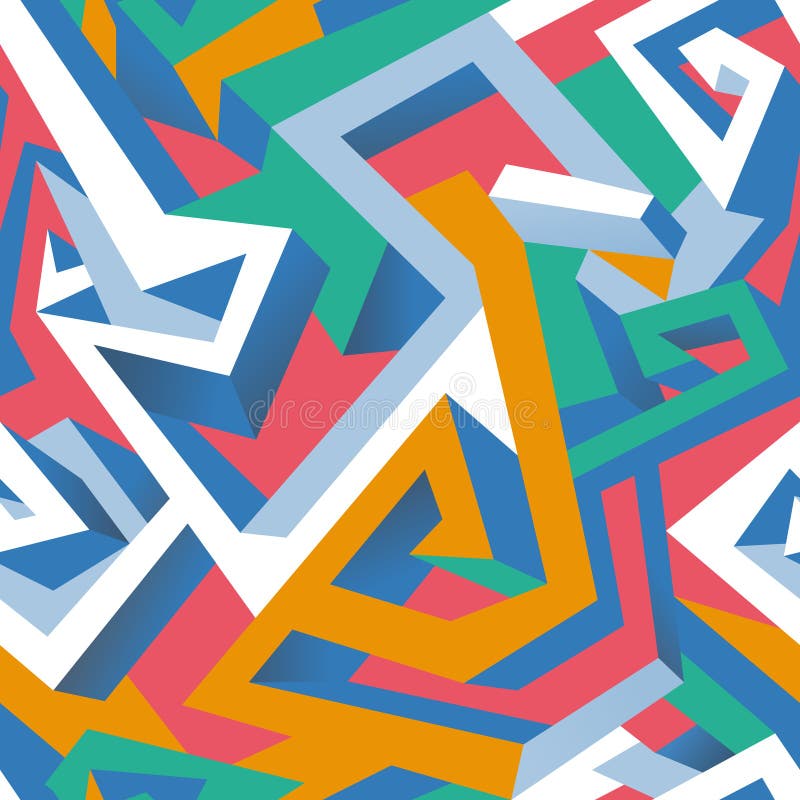 Isometric Geometric Seamless Pattern Stock Vector - Illustration of ...