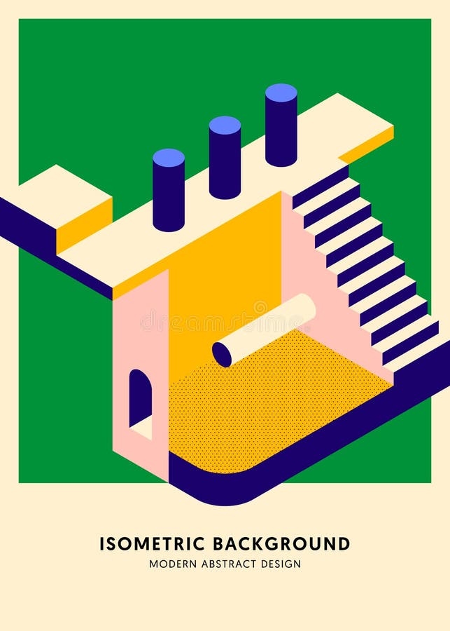 Isometric Geometric Shape Abstract Background Modern Art Style Stock ...