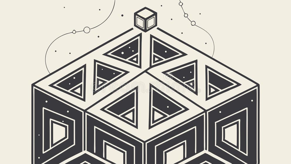 Isometric Geometric Structure with Impossible Cube Design, Vector ...