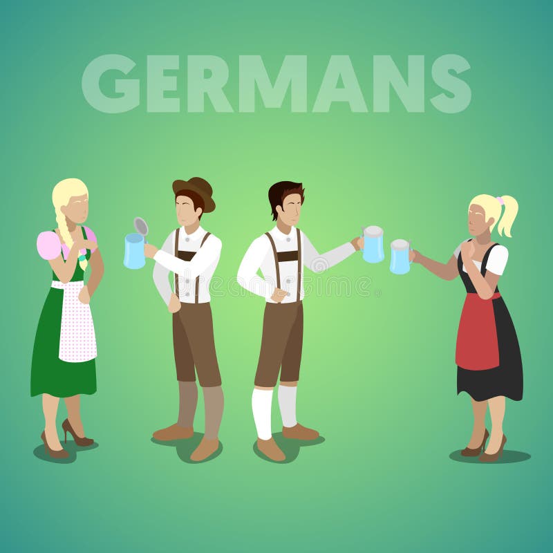 Isometric German People in Traditional Clothes Stock Vector ...