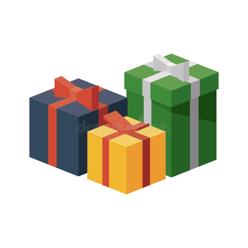 Isometric Gift Box with Bowtie Design Stock Vector - Illustration of ...