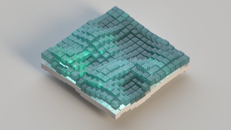 Isometric Glass Cubes 3D Render Stock Illustration - Illustration of ...