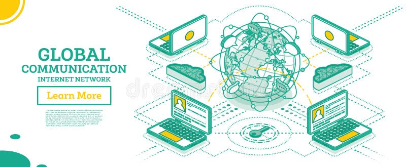 Isometric Global Communication Network with Planet Earth. Data Exchange ...