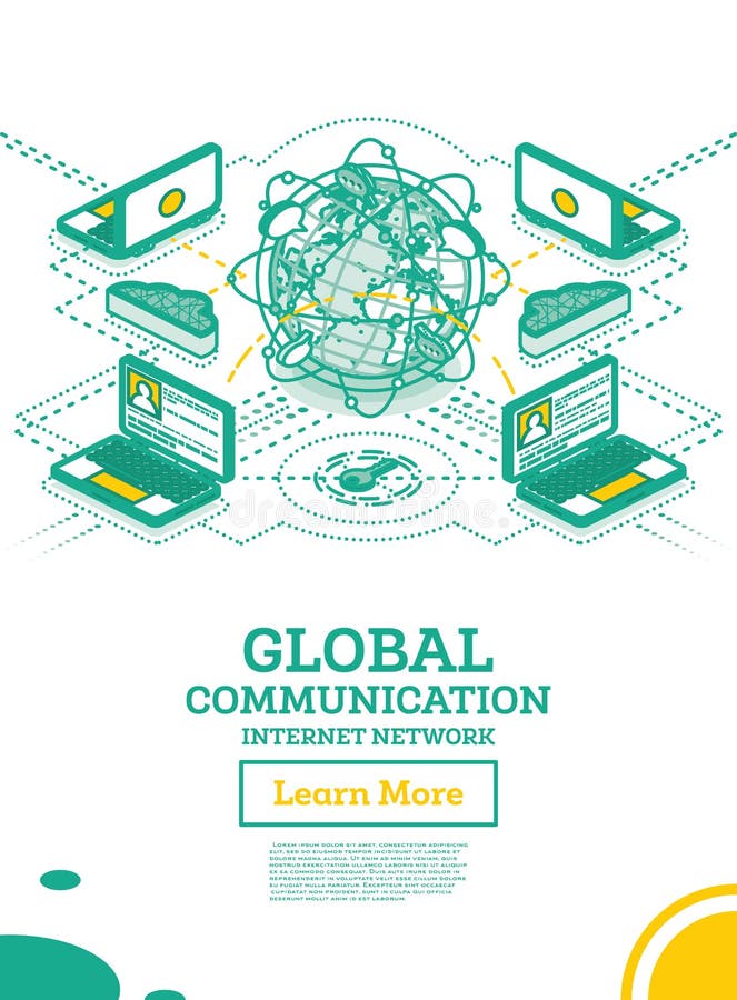 Isometric Global Communication Network with Planet Earth Stock Vector ...