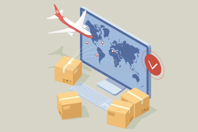 Isometric Global Logistics Network. on-time Delivery. Interactive Panel ...