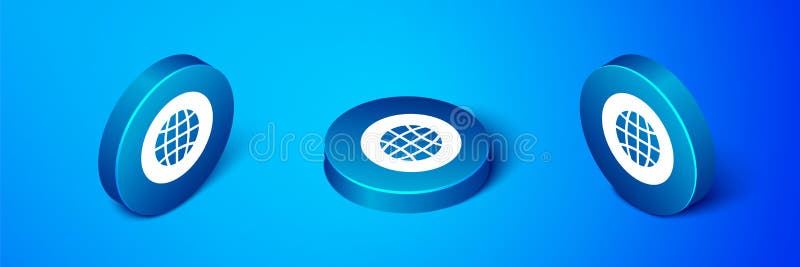 Isometric Global Technology or Social Network Icon Isolated on Blue ...