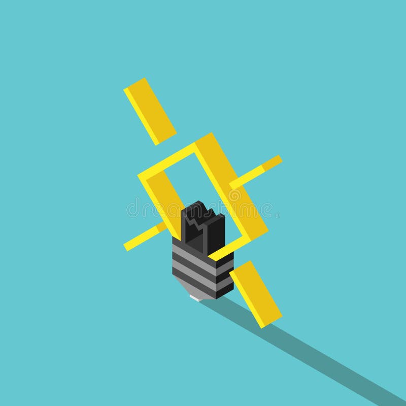 Isometric Glowing Light Bulb Stock Vector - Illustration of business ...