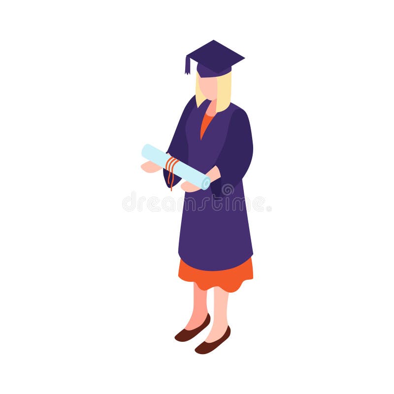 Isometric Graduate Illustration Stock Vector - Illustration of student ...