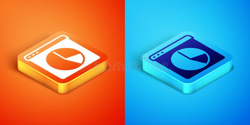 Isometric Graph, Chart, Diagram, Infographic Icon Isolated on Orange ...