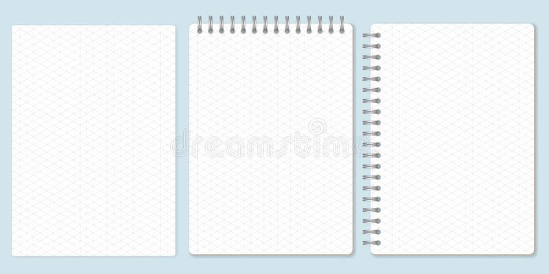 Isometric Graph Paper Set, Template of Spiral Notebook and Notepad ...