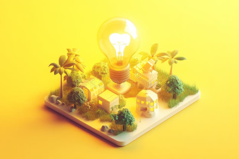 Isometric Graphic of Business Idea Generation with Light Bulb Stock ...