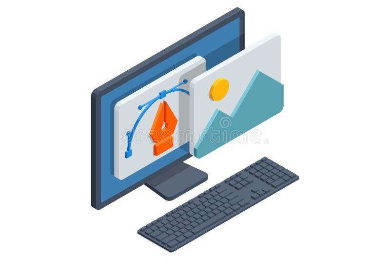 Isometric Graphic Design Studio. Graphic Designer at Work. Graphic ...