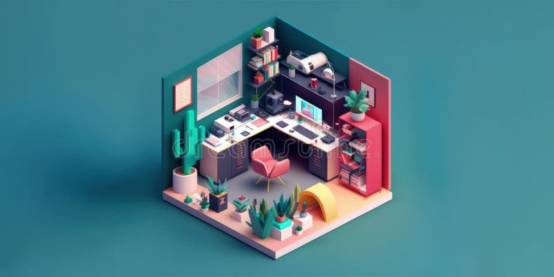 Isometric Graphic Designer Office Design. AI-generated Stock ...