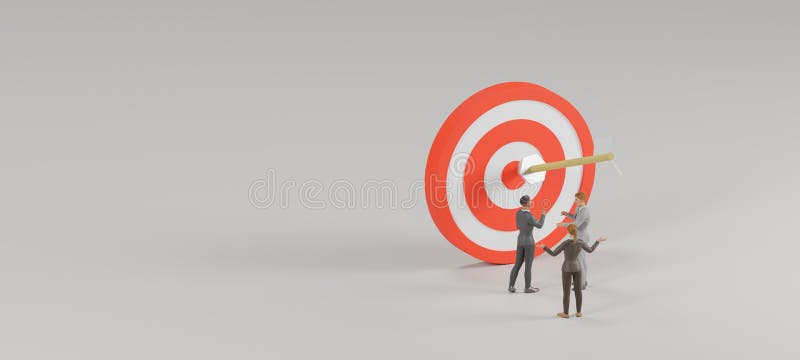 Isometric on a Gray Background, Three Businessman Suits Near a Target ...
