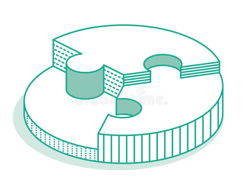Isometric Green Circle Puzzle. Three Pieces. Outline Icon Stock Vector ...