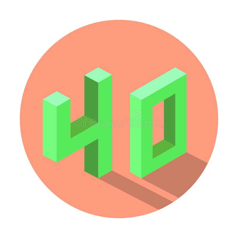 Isometric Green Number 40 with Shadow in Light Salmon Color Circle ...