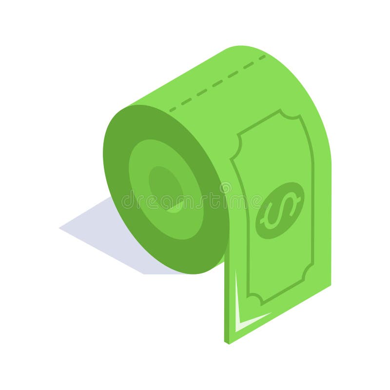 Isometric Green Roll Resembling Money with a Dollar Symbol on it Stock ...