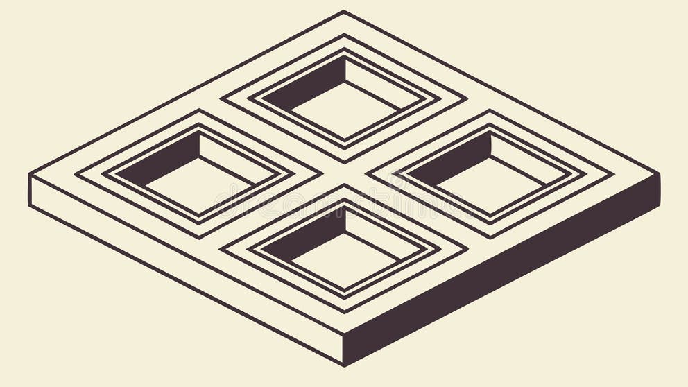 Isometric Grid with Recessed Holes. Structure and Depth, Vector Design ...