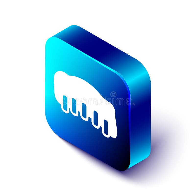 Isometric Grilled Pork Bbq Ribs Icon Isolated on White Background. Blue ...