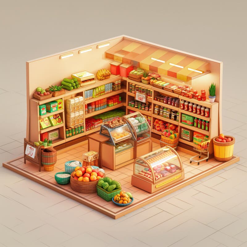 Isometric Grocery Store Interior Design Stock Illustration ...