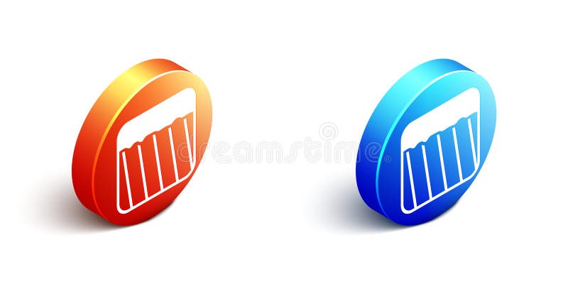 Isometric Ground Icon Isolated on White Background. Orange and Blue ...