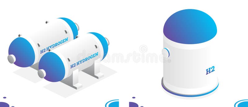 Isometric H2 Hydrogen Storage Tanks. Objects Isolated on White ...