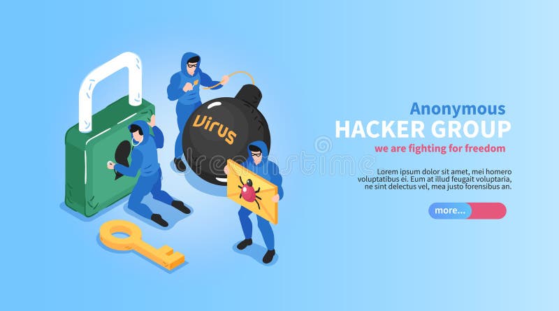 Hacker Horizontal Isometric Illustration Stock Vector - Illustration of ...
