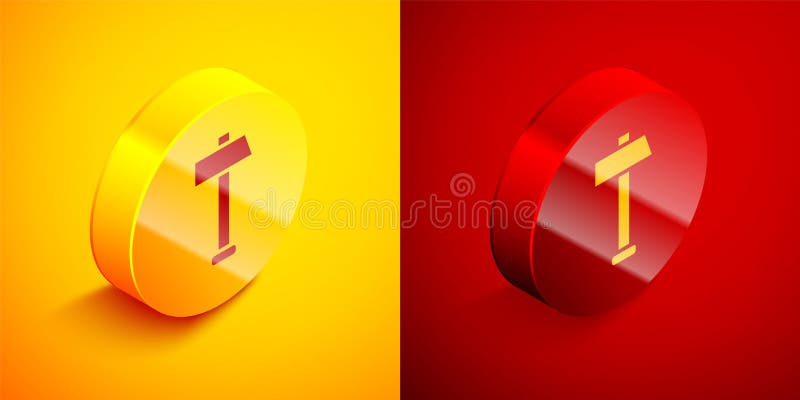 Isometric Hammer Icon Isolated on Orange and Red Background. Tool for ...