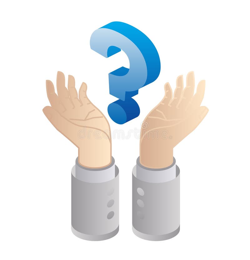 Isometric Hands Hold Big Question Mark. FAQ Concept Isolated on White ...