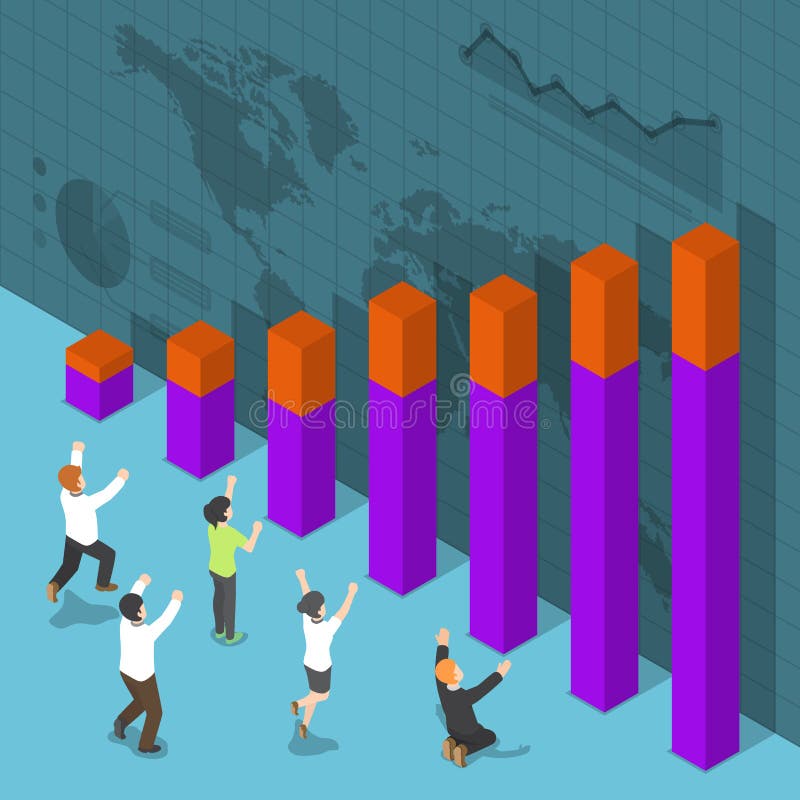 Isometric Happy Business People Celebrating Success Stock Vector ...