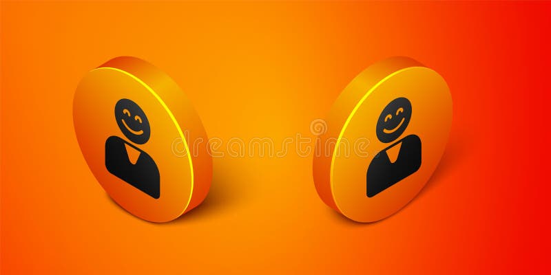Isometric Happy Customer Icon Isolated on Orange Background. Orange ...