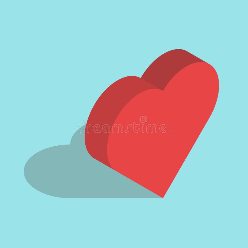 Isometric heart on blue stock vector. Illustration of flat - 83432992