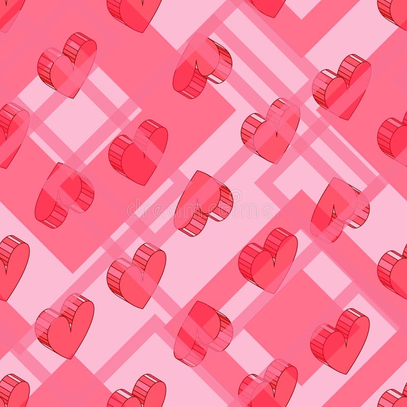 Isometric Heart on Geometry Shapes Background. Stock Vector ...