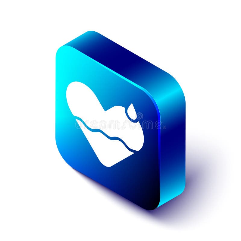 Isometric Heart Heal Icon Isolated on White Background. Blue Square ...