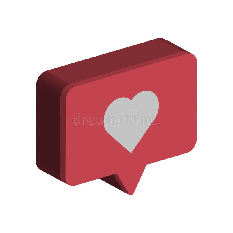 Isometric Heart Icon. Social Media Symbol. Like Notification Button. Vector Three Dimensional ...